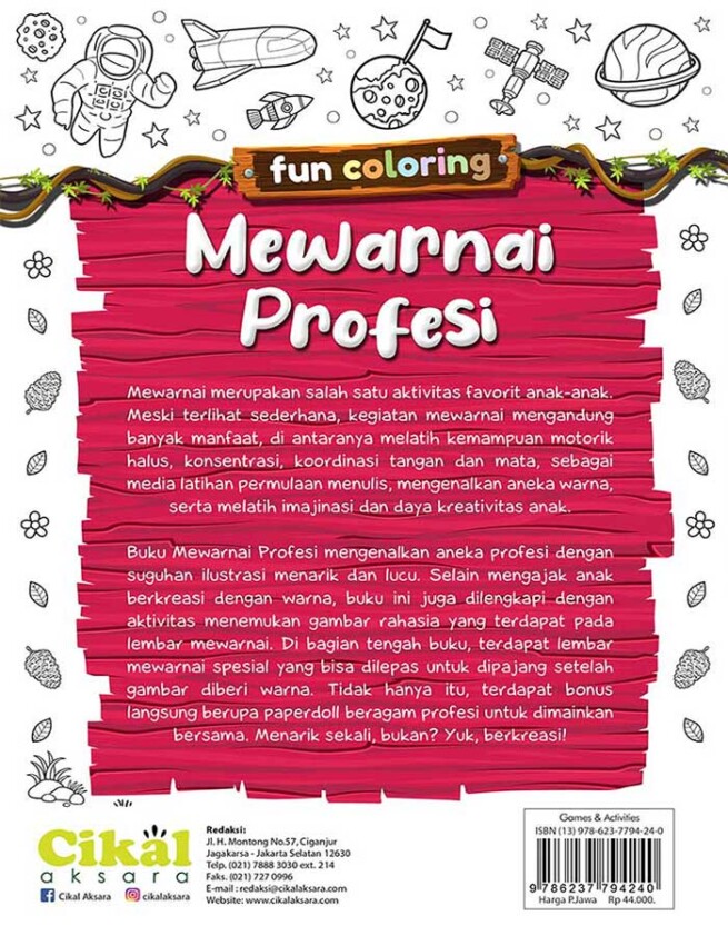 Fun Coloring Mewarnai Profesi - Cikal Aksara